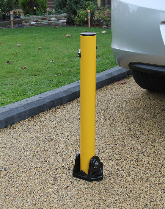 Yellow Fold Down Parking Bollard - Heightrestrictionbarrier.co.uk